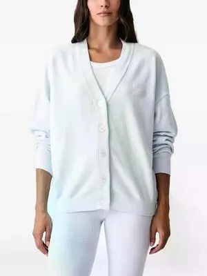 Guess Aria Logo-embroidered V-neck Cardigan - Blue