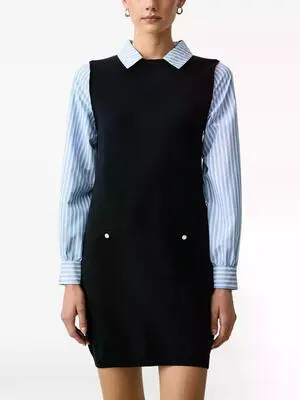 MORGAN Embellished-button Knitted Mini Dress - Blue