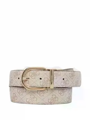 Guess Reversible Monogram-print Buckle Belt - Neutrals