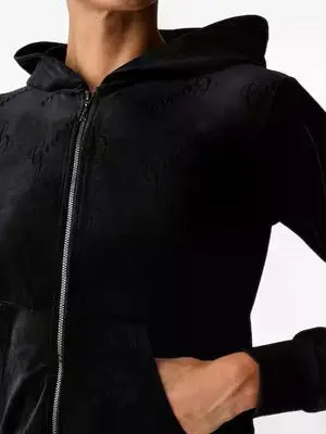 Guess Loren Logo-embossed Velour Hoodie