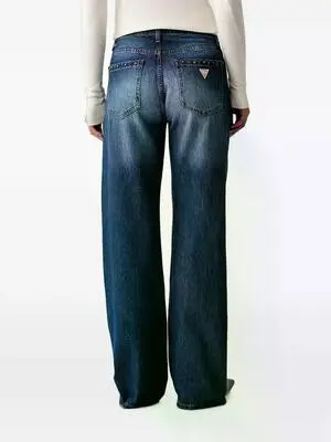 Guess Stud-embellished Logo-plaque Wide-leg Jeans