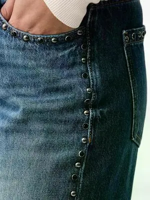 Guess Stud-embellished Logo-plaque Wide-leg Jeans