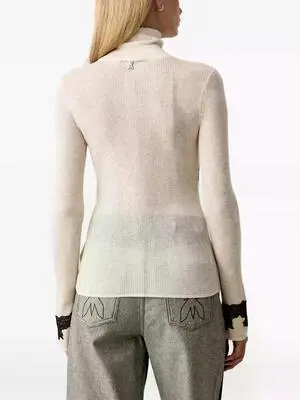 Patrizia Pepe Lace-trim Ribbed Turtleneck Sweater