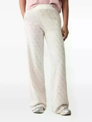 Guess Logo-jacquard Wide-leg Track Pants - Neutrals