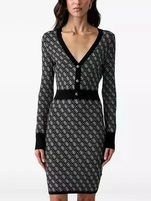 Guess Logo-pattern V-neck Mini Dress