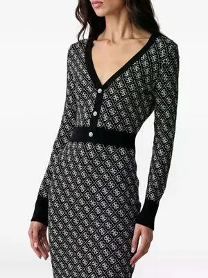 Guess Logo-pattern V-neck Mini Dress