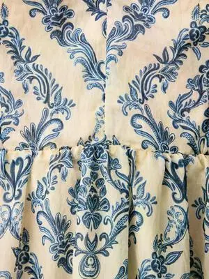 MORGAN Ruffled Damask-print Midi Dress