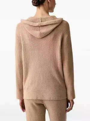 Guess Ribbed-knit Logo-embroidered Hoodie