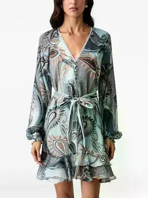 Guess Paisley-print Ruffled Mini Dress