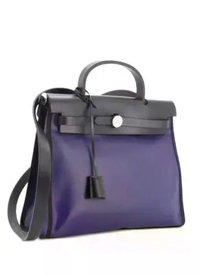 Hermès Herbag Zip Berline Vache Canvas And Leather 31 Shoulder Bag - Black