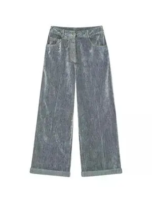FORTE_FORTE Velvet-finish Wide-leg Jeans - Grey