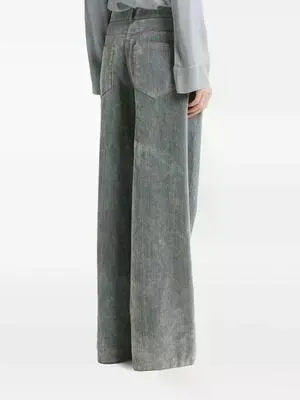FORTE_FORTE Velvet-finish Wide-leg Jeans - Grey