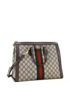 Gucci Ophidia Top Handle Gg Coated Canvas Medium Tote Bag - Brown