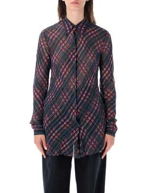 Dries Van Noten Plaid Long Sleeve Button-front Shirt - Blue