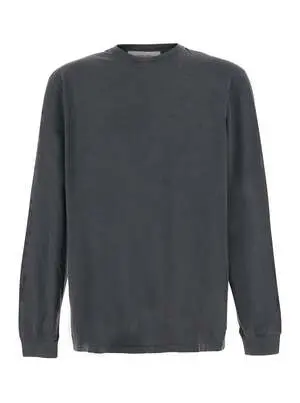 GOLDEN GOOSE 100% Cotton Long Sleeve Crew Neck T-shirt - Grey