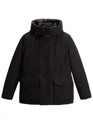 Woolrich Chevron Quilted Hooded Jacket With Ribbed Cuffs And Multiple Pockets