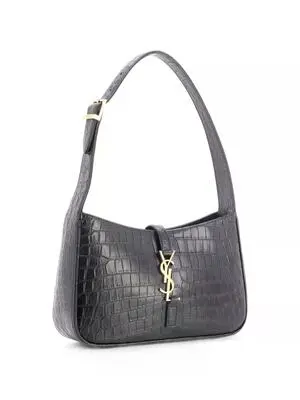 Saint Laurent Le 5 A 7 Crocodile Embossed Leather Small Hobo Bag