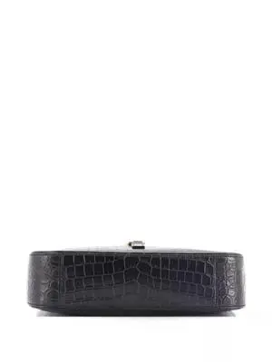 Saint Laurent Le 5 A 7 Crocodile Embossed Leather Small Hobo Bag