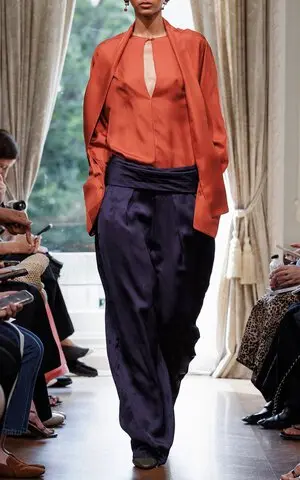 KALLMEYER Clemence Wide-leg Cummerbund Pants - Navy