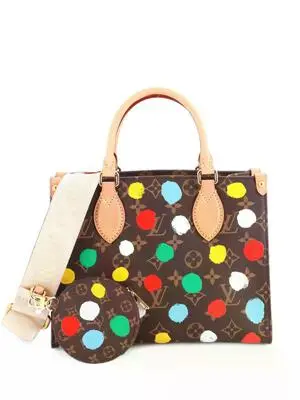 LOUIS VUITTON Onthego Yayoi Kusama Painted Dots Monogram Canvas Pm Tote Bag - Brown