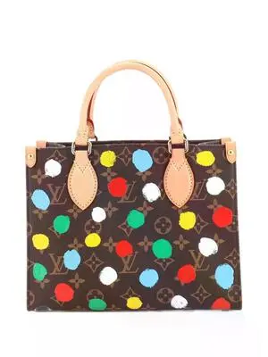 LOUIS VUITTON Onthego Yayoi Kusama Painted Dots Monogram Canvas Pm Tote Bag
