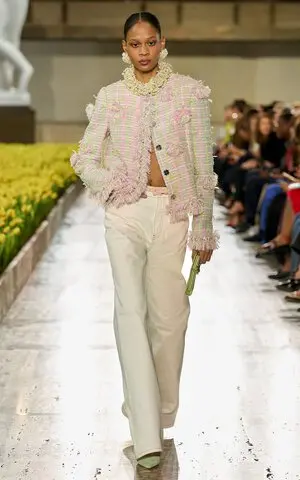 Carolina Herrera Embellished Grid Tweed Jacket