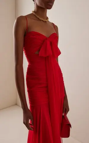 Carolina Herrera Bow-detailed Silk Chiffon Dress