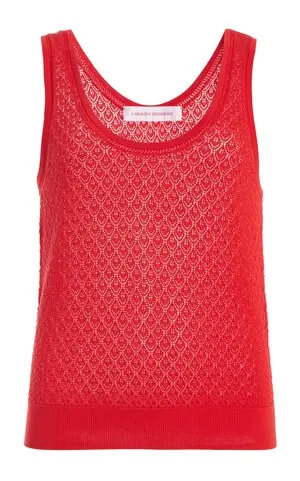Carolina Herrera Sleeveless Pointelle Stitch Knit Tank Top