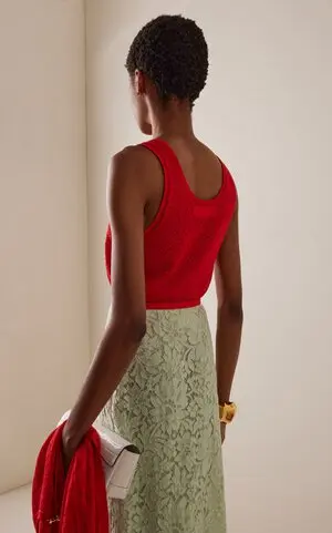 Carolina Herrera Sleeveless Pointelle Stitch Knit Tank Top