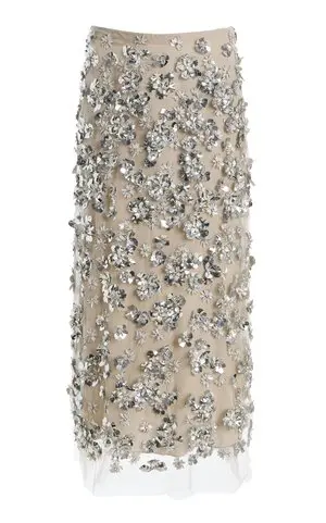 Carolina Herrera Embellished Nyhlon Tulle Knee-length Skirt