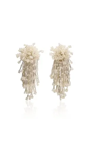 Carolina Herrera Pom Pom Waterfall Tassel Earrings - Silver