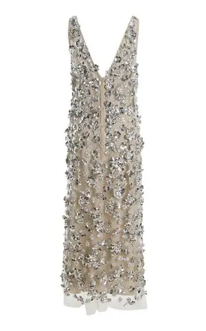 Carolina Herrera Embellished Nylon Tulle Midi Dress