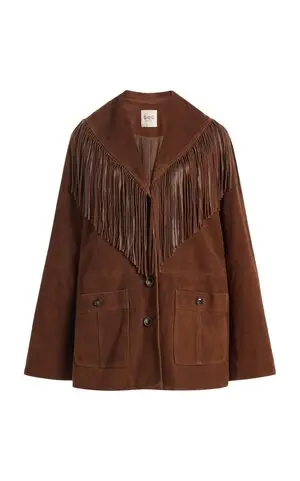 Sea Samantha Fringed Suede Jacket - Brown