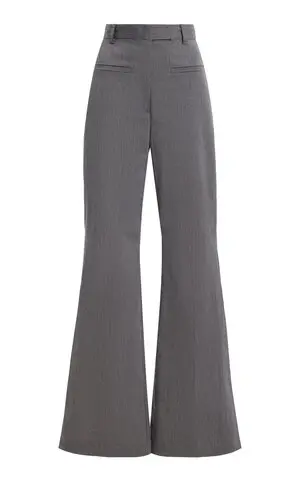 Matthew Bruch Side Slit Stretch-cotton Bell Bottom Trouser - Grey