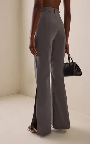 Matthew Bruch Side Slit Stretch-cotton Bell Bottom Trouser
