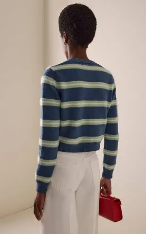 Matthew Bruch Striped Mohair Knit Cardigan