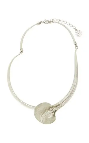 BEN-AMUN Exclusive Flower Brass Stone Necklace - Silver