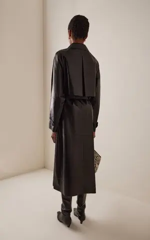 Lafayette 148 New York Oversized Belted Leather Trench Coat