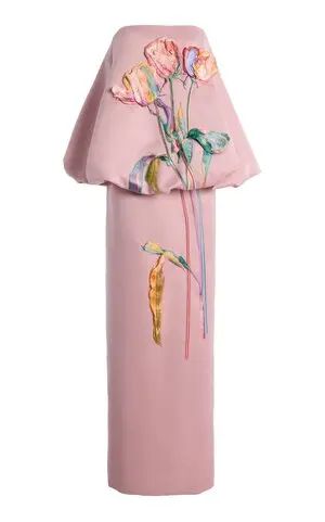 LEO LIN Exclusive Paloma Embroidered Satin Bubble Maxi Dress - Pink