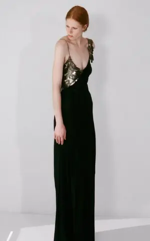 COLLEEN ALLEN Bias Armour Stretch Silk Chiffon Dress