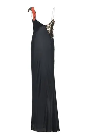 COLLEEN ALLEN Bias Armour Stretch Silk Chiffon Dress