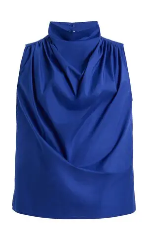 KALLMEYER Penny Draped Cotton Top - Blue