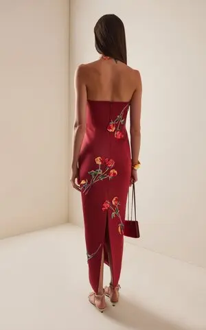 LEO LIN Exclusive Rayna Appliquéd Satin Maxi Dress