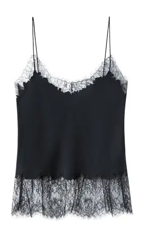 Lafayette 148 New York Lace-trimmed Silk Camisole - Black