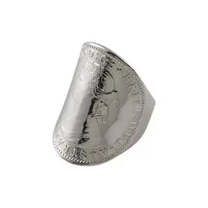 VON TRESKOW Curved Coin Ring - Silver