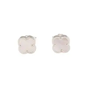 VON TRESKOW Mini Clover Mother Of Pearl Stud Earrings - Silver