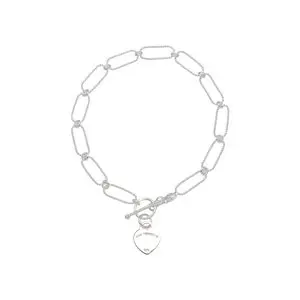 VON TRESKOW Twisted Open Clip Chain Bracelet With Flat Vt Heart - Silver
