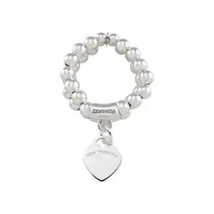 VON TRESKOW Two- Strand Stretchy Ring With Vt Flat Heart - Silver