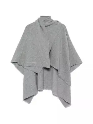 Patrizia Pepe Logo-embroidered Fringed Cape - Grey