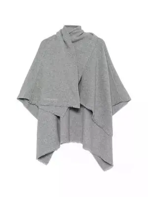 Patrizia Pepe Logo-embroidered Fringed Cape - Grey
